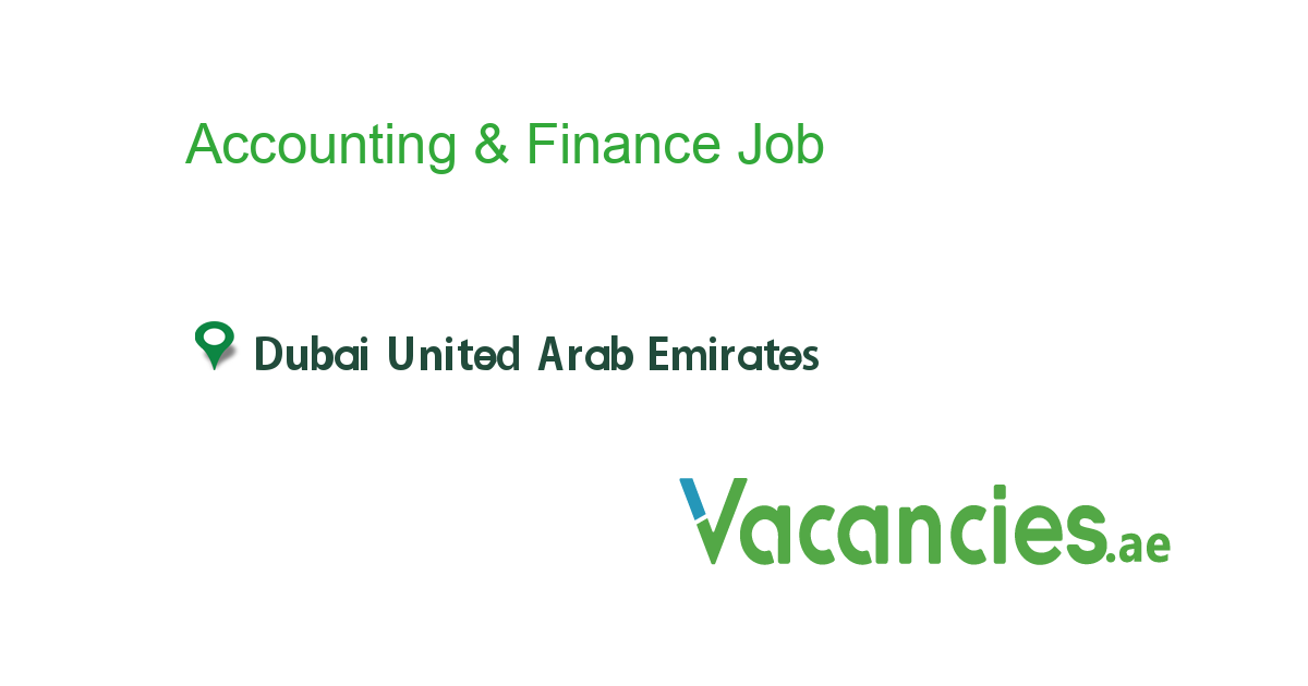 Accounting & Finance job in in Dubai United Arab Emirates - Ref. 120373
