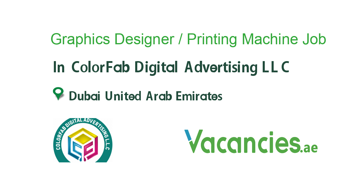 Graphics Designer / Printing Machine Operator job in ColorFab Digital ...